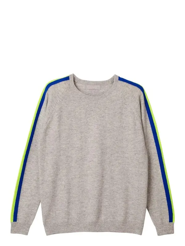 COVE Cashmere Jumper With Neon Stripe Detail - Grey