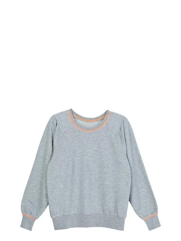 COVE Crewneck Sweatshirt With Puff Sleeves And Neon Trim - Grey