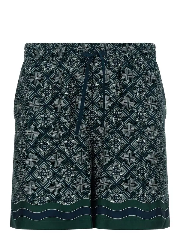 Casablanca Radiating Monogram Silk Twill Bermuda Shorts - Multicolor