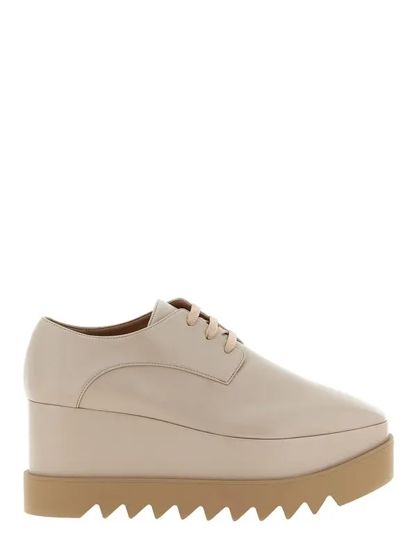 Stella McCartney Elyse Lace-up Wedge Platform Shoes - Cream