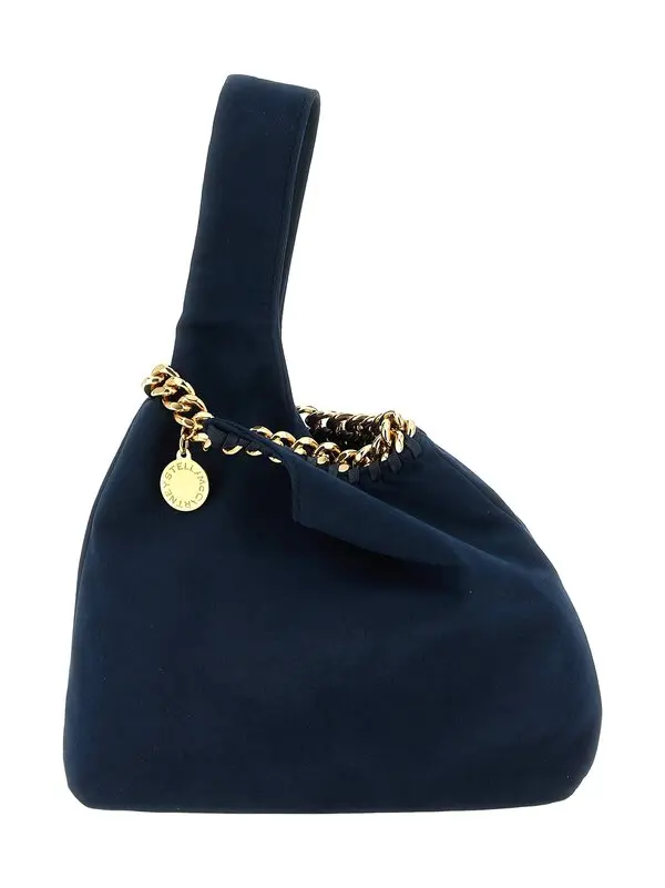Stella McCartney Alter Suede Falabella Wrist Bag With Gold Tone Chain - Blue