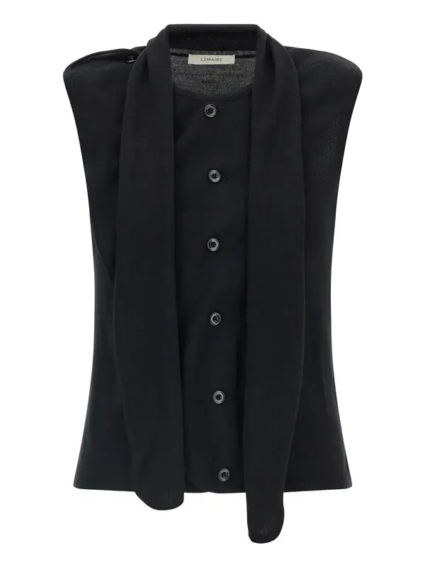 LEMAIRE Draped Panel Vest - Black