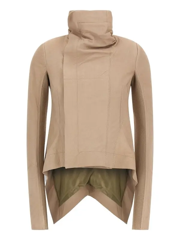 Rick Owens Naska Leather Biker Jacket - Cream