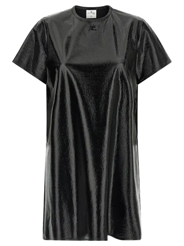 COURREGES Vinyl T-shirt Mini Dress - Black