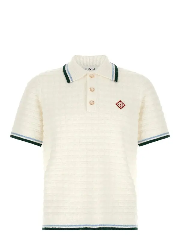 Casablanca Bouclé Polo Shirt - White