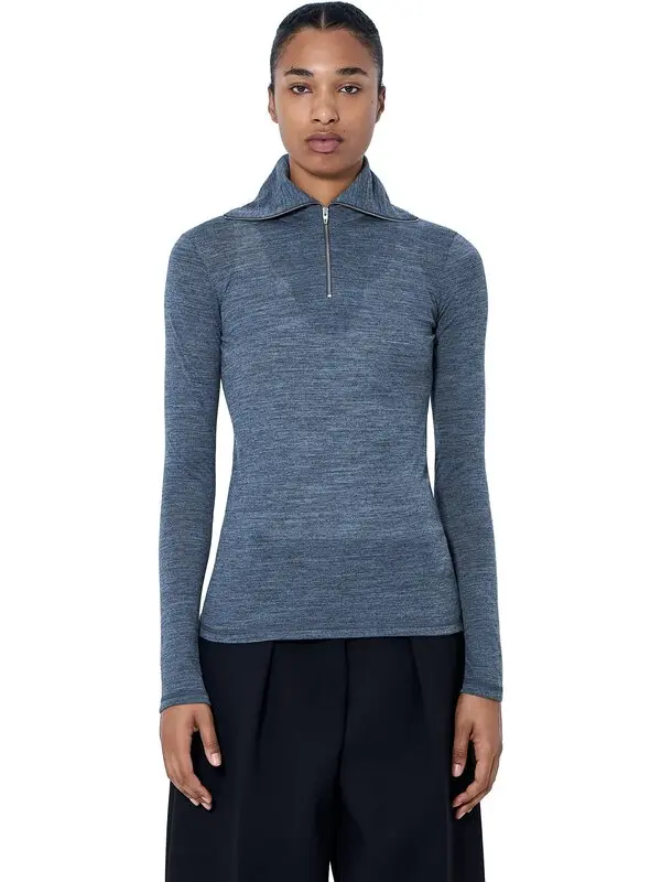 JIL SANDER Quarter-zip Long Sleeve Top - Gray