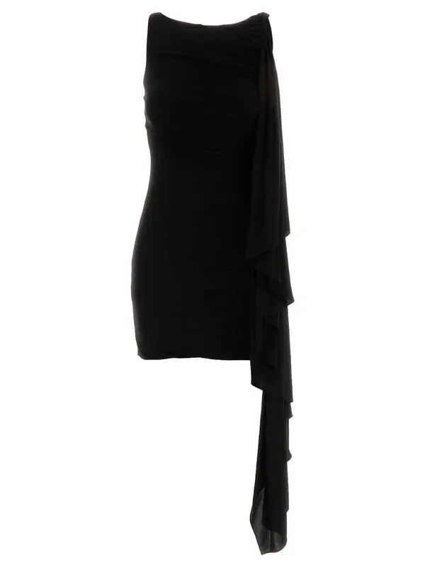 Alexander Wang Jersey Mini Dress With Draped Detailing - Black