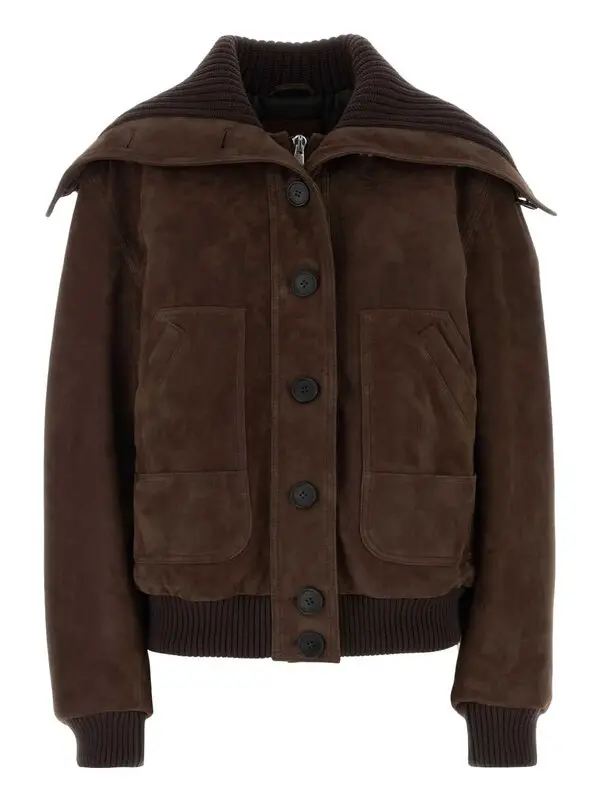 Attico Suede Bomber Jacket - Brown