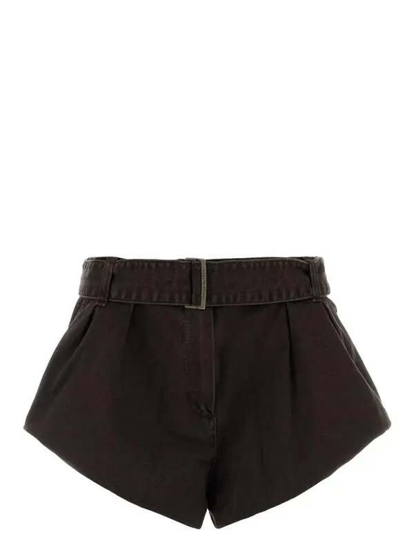 Magda Butrym Belted Denim Shorts - Brown