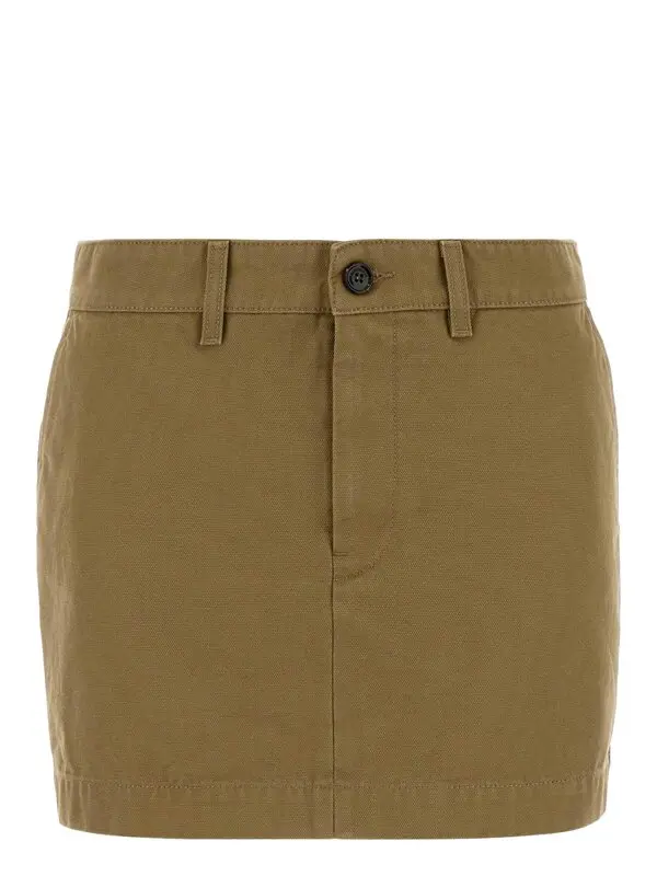 Balenciaga Khaki Denim Mini Skirt - Green