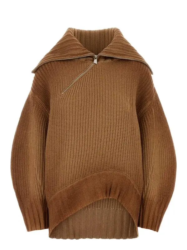 Attico Camel Wool Blend Sweater - Brown
