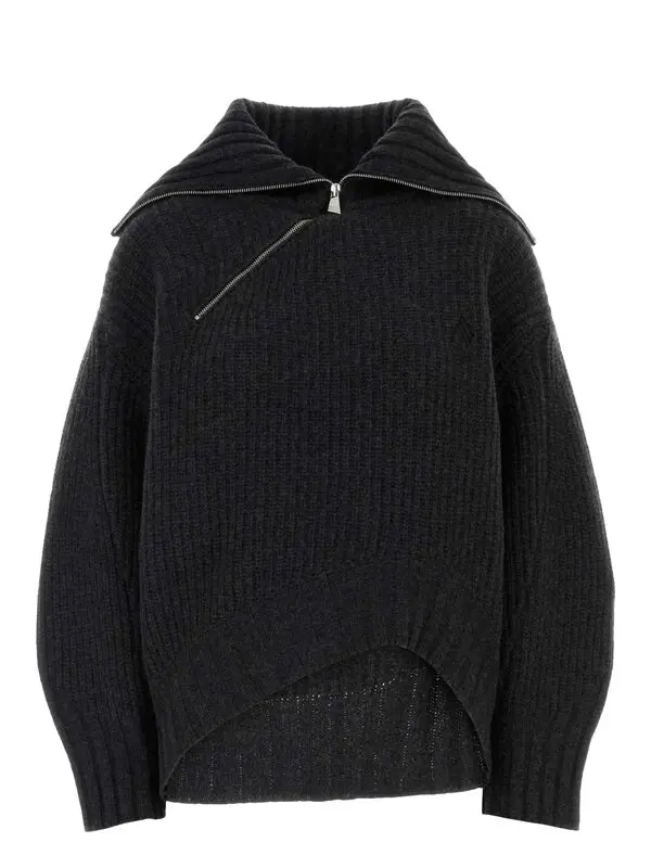 Attico Charcoal Wool Blend Sweater - Gray