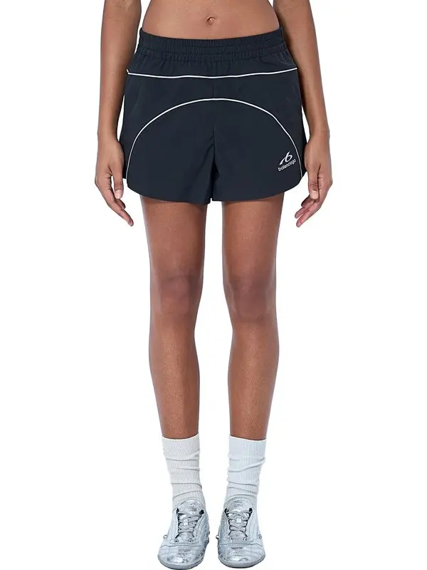 Balenciaga Elasticated Sports Shorts With Contrast Piping - Black