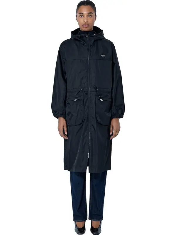 Prada Re-nylon Drawstring Coat - Black