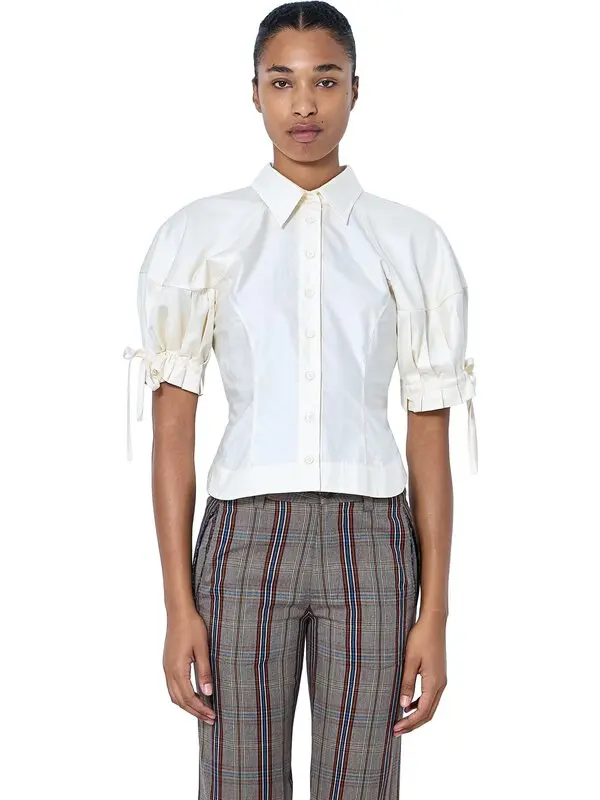 VIVIENNE WESTWOOD Cotton Poplin Shirt With Pleated Sleeves - Multicolor
