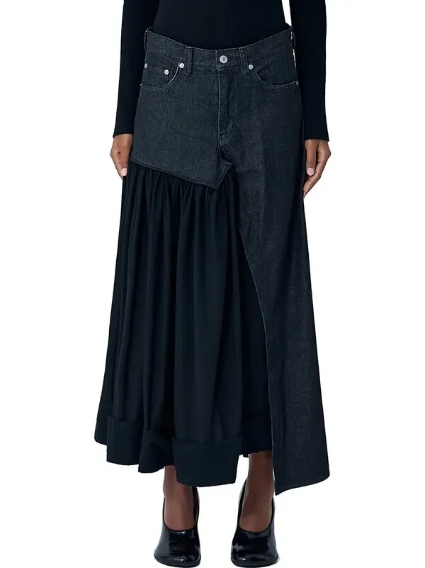 Yohji Yamamoto Cut-off Combination Midi Skirt - Black