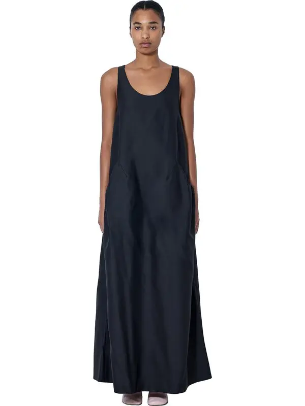 Dries Van Noten Sleeveless Wool And Silk-blend Maxi Dress - Black