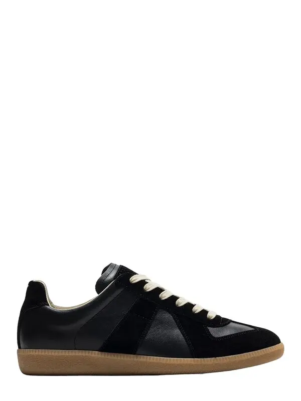 MAISON MARGIELA Replica Leather Lace-up Sneakers - Black