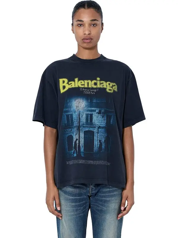 Balenciaga Medium Fit Graphic T-shirt - Blue