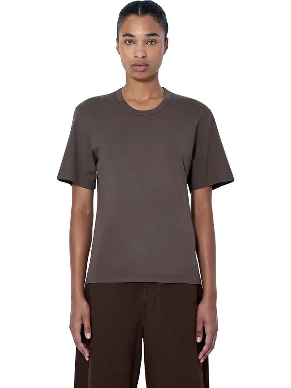 LEMAIRE Crewneck Cotton Jersey T-shirt - Brown