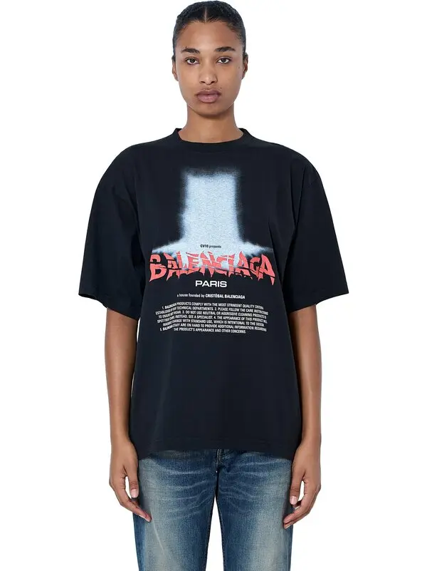 Balenciaga The Door" Oversized Graphic Print T-shirt - Black