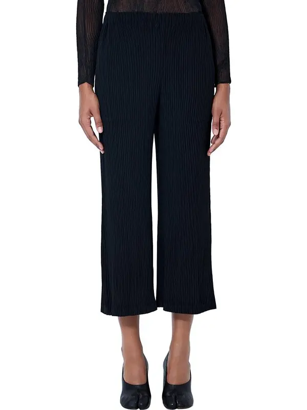 Issey Miyake Pleated Wide-leg Cropped Trousers - Black