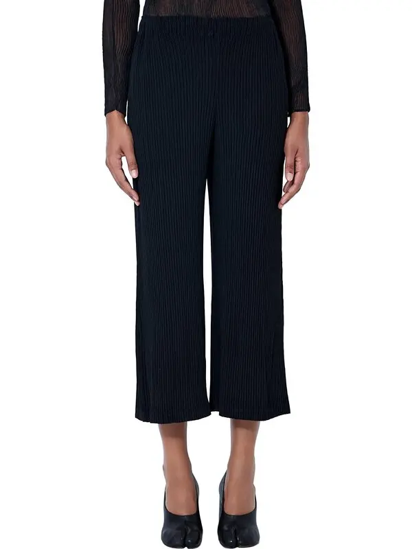 Issey Miyake Pleated Wide-leg Cropped Trousers - Black