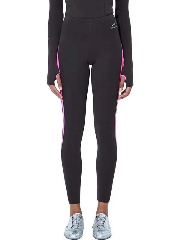 Balenciaga High Waist Leggings With Side Stripe Detail - Brown