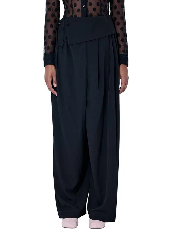 Dries Van Noten Wide-leg Trousers With Layered Waistband - Black