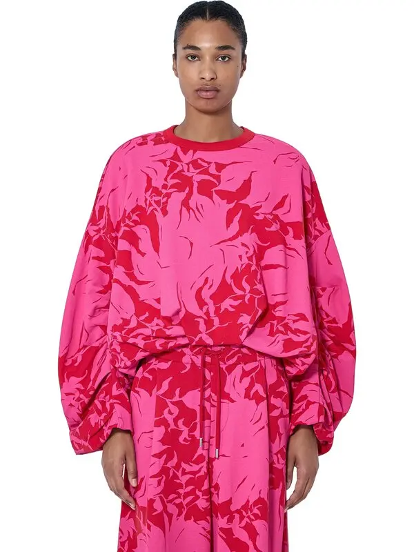 Dries Van Noten Abstract Print Draped Sweatshirt - Pink