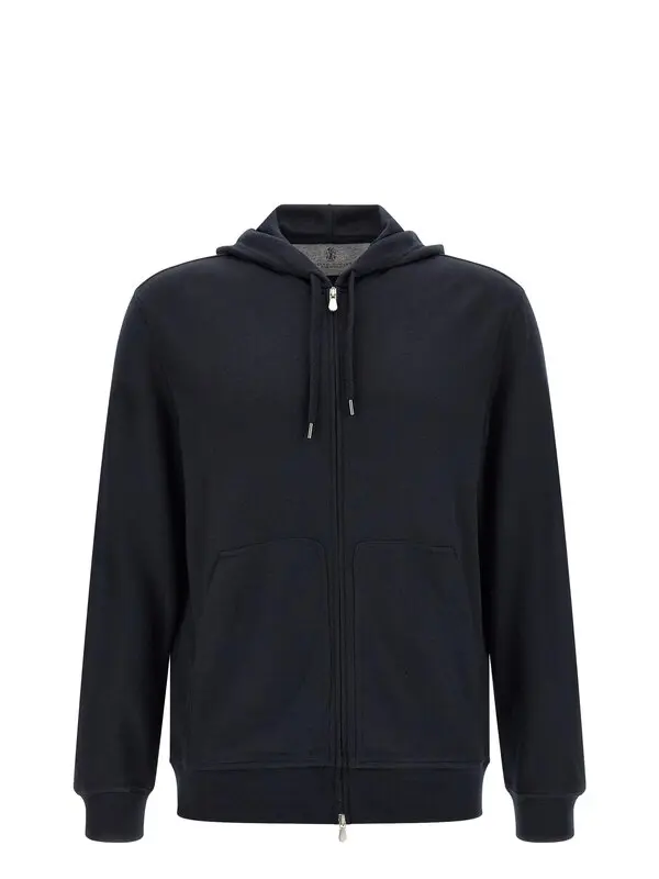 Brunello Cucinelli Cashmere And Silk Hoodie - Blue