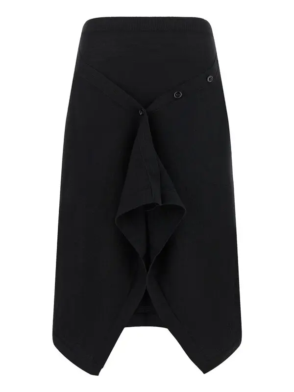 LEMAIRE Button Asymmetrical Skirt - Black