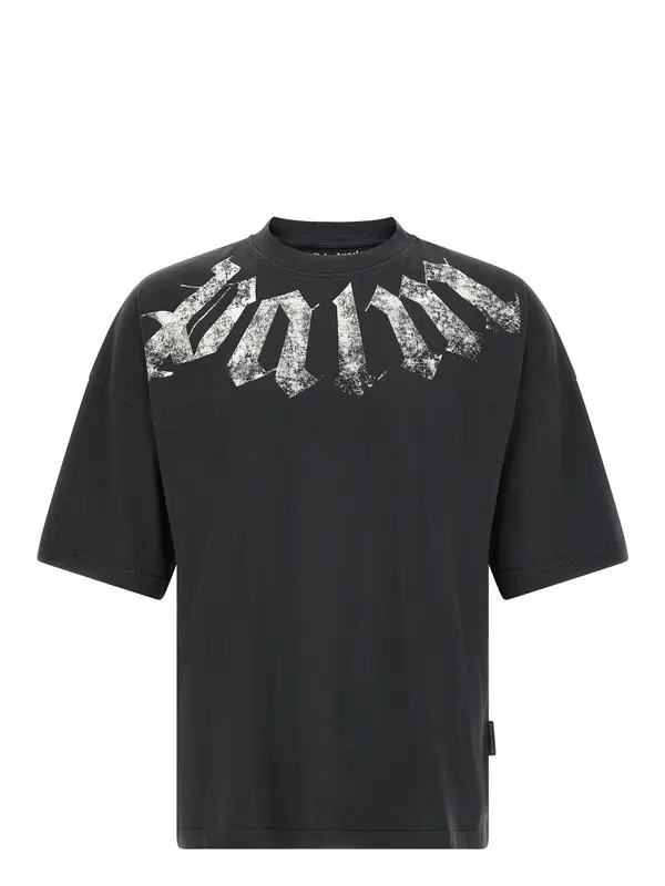 Palm Angels Craquelé Gothic Print T-shirt - Black