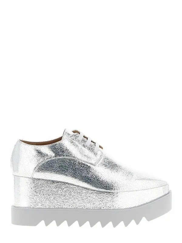 Stella McCartney Elyse Metallic Craquelé Platform Derby Shoes - Silver