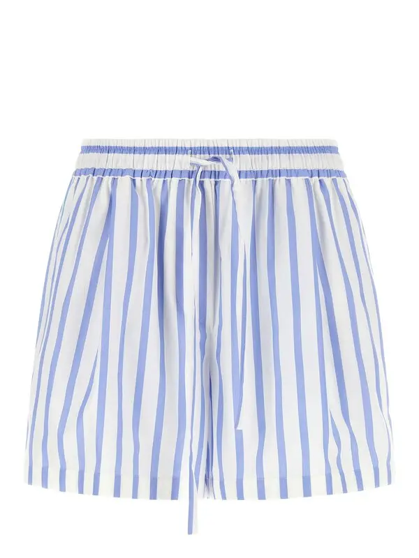 Dolce & Gabbana Striped Cotton Silk Blend Bermuda Shorts - Blue