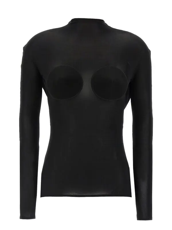 JEAN PAUL GAULTIER Voluminous Semi-transparent Long Sleeve Sweater - Black