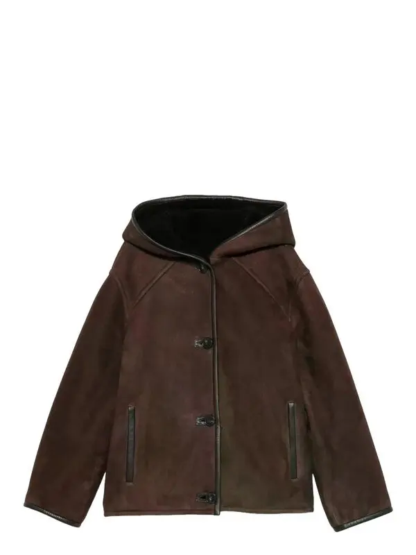 YVES SALOMON Hooded Suede And Shearling Jacket - Brown