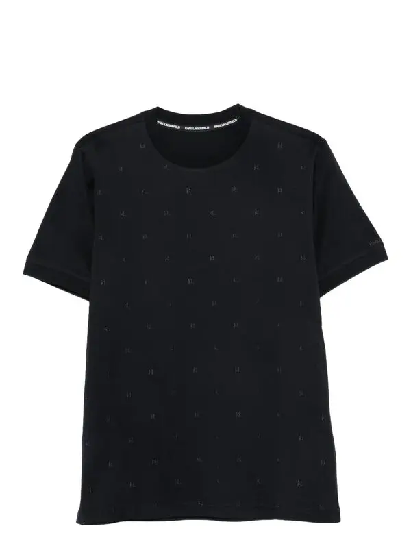 Karl Lagerfeld Monogram-embroidered T-shirt - Blue