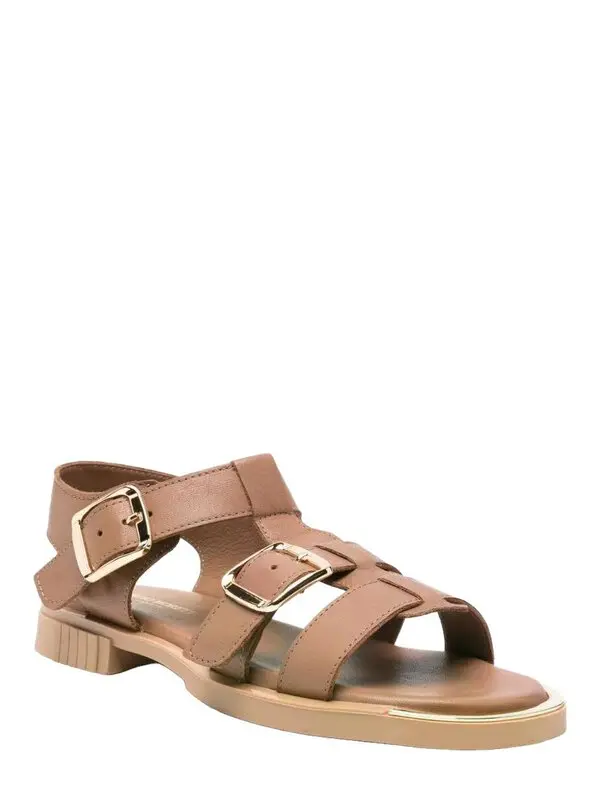 SERGIO MORETTI FIRENZE Buckle-fastening Leather Sandals - Brown