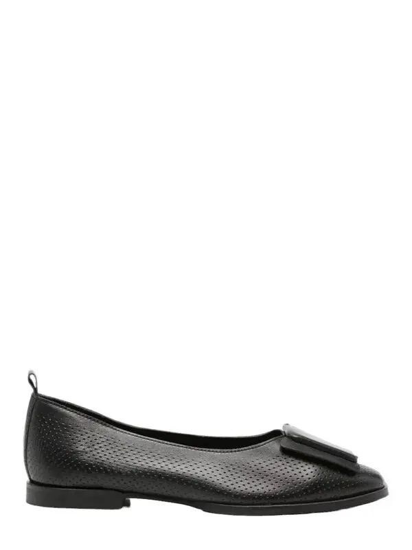 SERGIO MORETTI FIRENZE Perforated Almond Toe Ballet Flats - Black