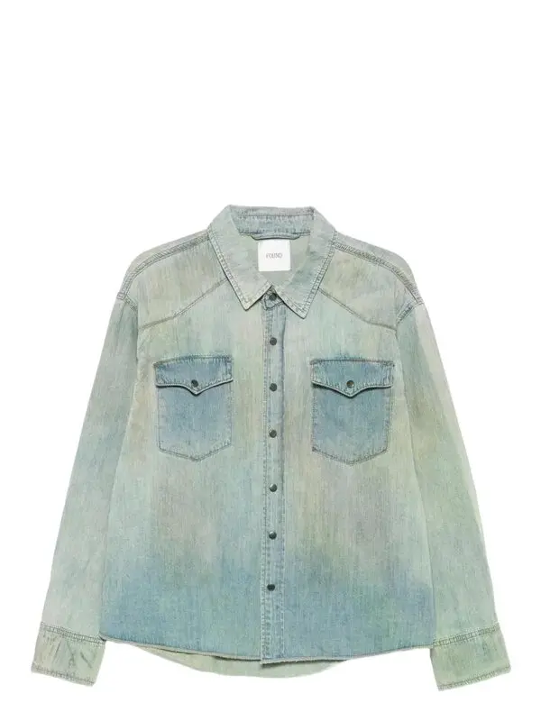 FOUND Buttoned Hooded Shirt - Blue
