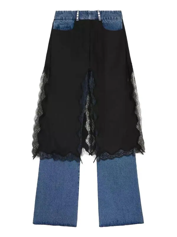 16Arlington Kia Lace-trimmed Layered Jeans - Black