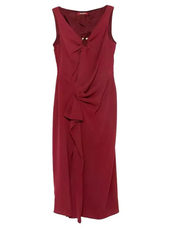 Max Mara Draped V-neck Midi Dress - Red