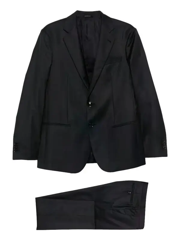 Giorgio Armani Single-breasted Suit Soho In Virgin Wool And Cashmere - Blue
