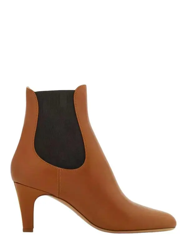FERRAGAMO Calfskin Leather Mid-heel Chelsea Boots - Brown