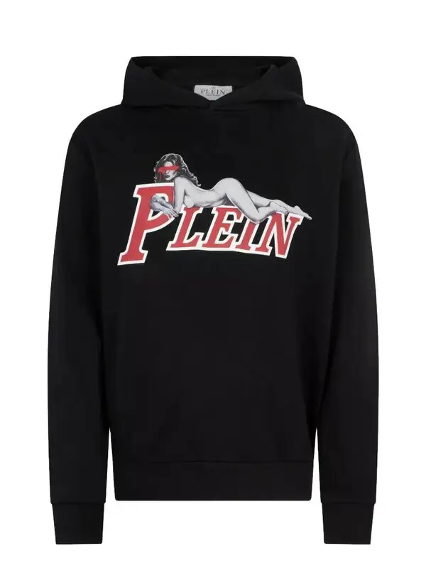 Philipp Plein Hoodie With Pin Up Logo - Black
