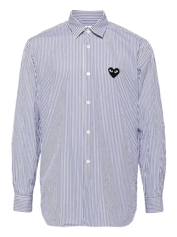 Play Comme Des Garcon Long-sleeved Shirt - Navy Blue/gray
