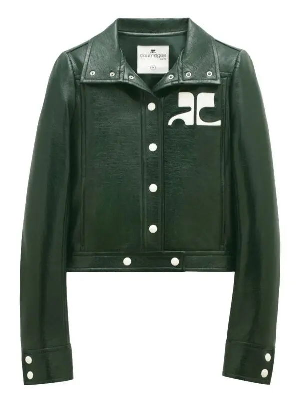 COURREGES Courrèges Vinyl Cropped Jacket With Ac Logo Detail - Dark Green