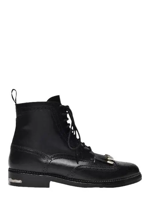TOGA VIRILIS Silver-detail Lace-up Boots - Black