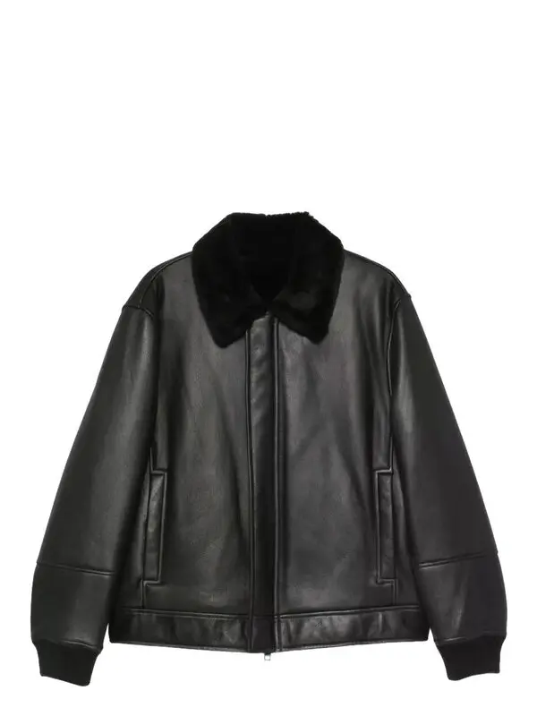 YVES SALOMON Fur-collar Leather Jacket - Black